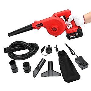 Mini Leaf Blower Red,2-in-1 Cordless Small Blower with 4.0Ah Battery and Charger,21v Blower for Inflating,Blowing Leaf,Clearing Dust & Small Trash,Car by SHINTYOOL