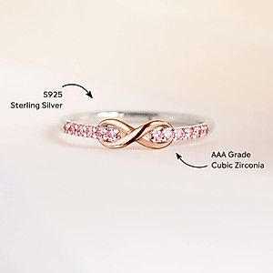 Infinity Ring for Women, Silver Love Knot Ring for Women, Promise Matching Couple Ring for Wife, Infinity Knot Ring for Girlfriend, Valentines Day Gift Infinity Ring for Women (all S 08)