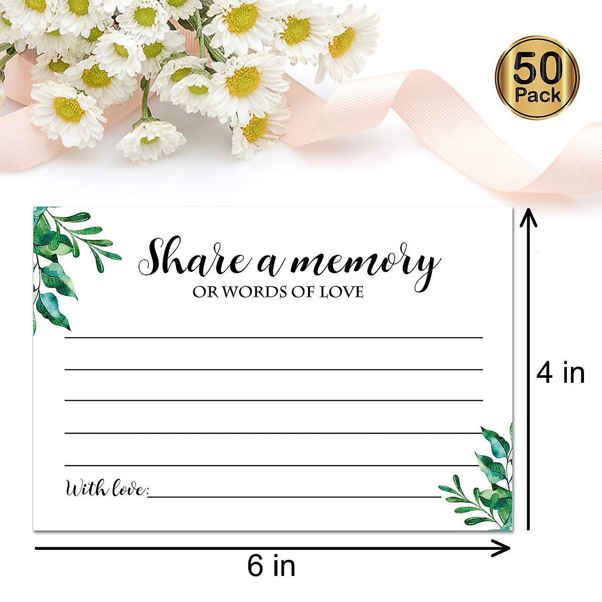 Giftideaworkshop 50 Greenery Share A Memory Cards for Celebration of Life Birthday Anniversary Memorial Funeral Graduation Bridal Shower Game, Guest Book Ideas, and Alternatives.4x6 Inches