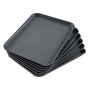Easymanie Plastic Serving Trays, Grey Food Service Trays, 6 Packs