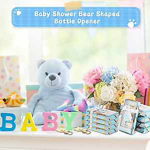30 Packs Bear Bottle Opener Bear Baby Shower Favors Bear Shaped Baby Shower Bottle Opener Favors Metal Beer Bottle Opener with Packaging Box for Guest Souvenir Birthday Gifts Decoration (Blue Box)