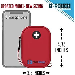PracMedic Bags Auvi Q Carrying Case- Medicine Pouch - First Aid Pouch for Asthma Inhaler Case, Pump, Kids, Purse Essentials, Seizure Meds, Nasal Spray, Syringe, Travel Medicine, Hiking (Q-Pouch Red)