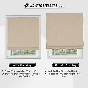 Cresmar Cordless Roman Shades Blackout Fabric Beige 23W x 64H, Window Blinds and Room Darkening Shades, Thermal Insulated, Easy to Pull Down