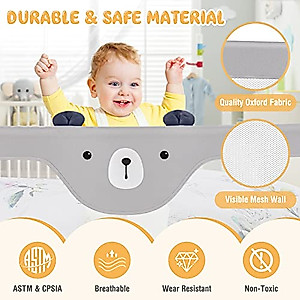 HONEY JOY Bed Rail for Toddlers, 77-in Extra Long, Portable Safety Bed Guardrail w/Double Safety Child Lock, Foldable Baby Bed Rail Guard, Fit King & Queen Full Twin Size Bed Mattress (77 INCH, Gray)