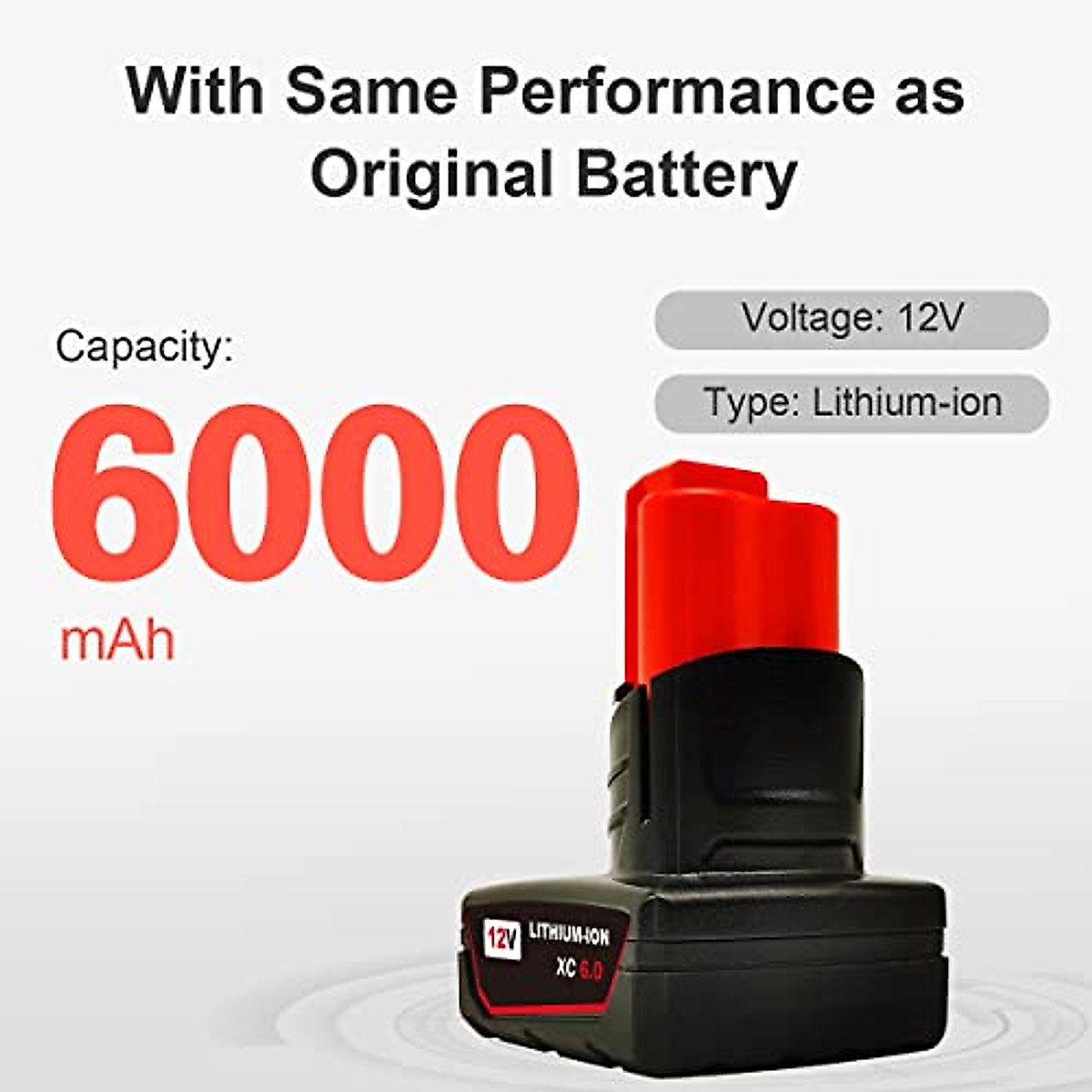 THISS 2Pack 12V 6.0AH 48-11-2411 Replacement Lithium-ion Battery for Milwaukee M 12 Battery XC 48-11-2440 48-11-2402 for Milwaukee 12v Battery