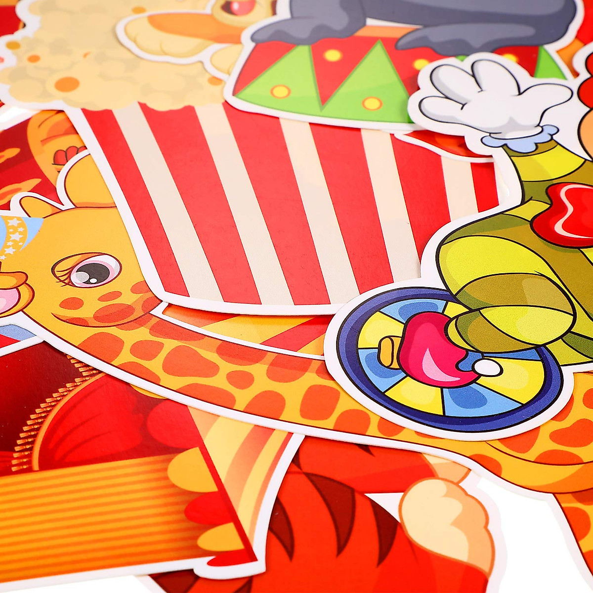 Zonon 24 Pieces Carnival Cutouts Party Supplies, Circus Theme Birthday Party Favors Circus Animals, Clown Performers Carnival Party Decoration