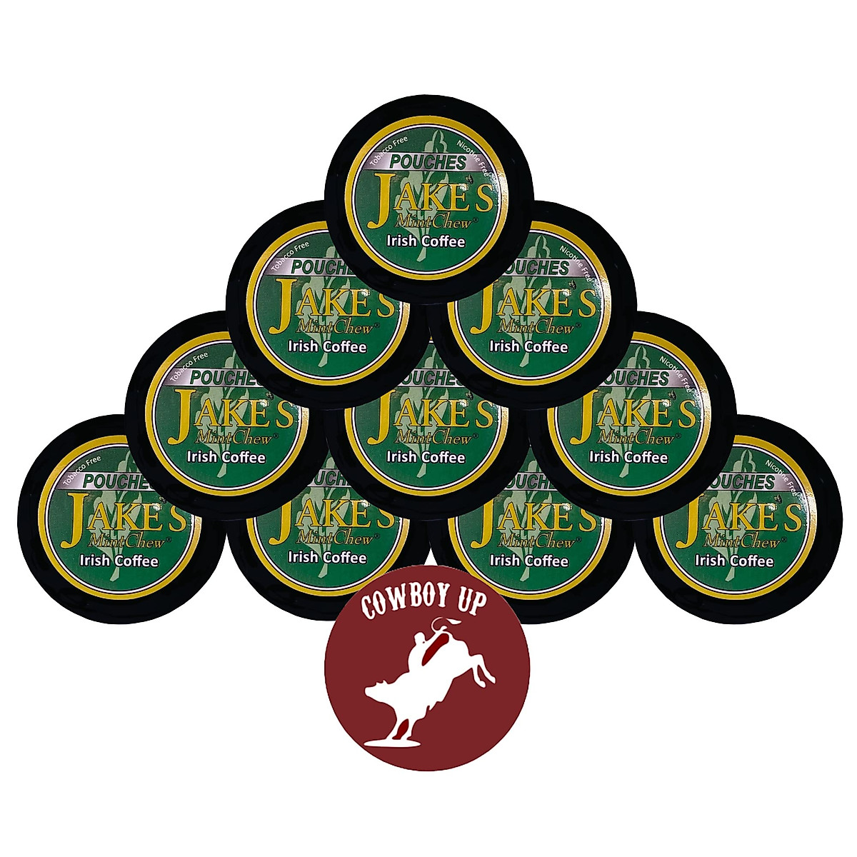 DC Crafts Nation Skin Can Cover Cowboy with 10 Cans Jake's Mint Chew Irish Coffee Pouches