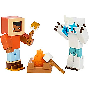 Mattel Minecraft Game, Creator Series Action Figures and Accessories, Camp Enderwood Steve and Mob Figures, Collectible Gift for Kids