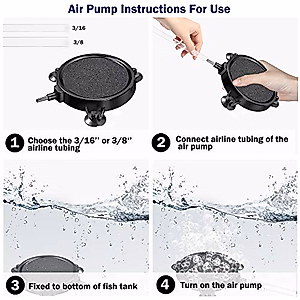 4 Pieces 4 Inch Air Stone Disc Bubbler Diffuser with 12 Pieces Suction Cups for Aquarium Hydroponics Fish Tank Air Pump Round Aquarium Air Stone Kit