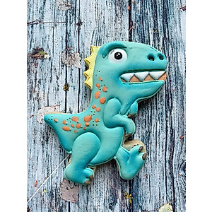 LILIAO Cute Dinosaur Cookie Cutter Set - 3 Piece - T-rex, Brontosaurus and Dinosaur Foot Biscuit Fondant Cutters - Stainless Steel