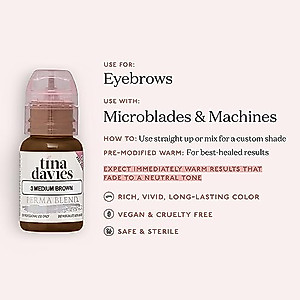 Tina Davies Professional X Perma Blend Brow Pigment - Permanent Eyebrow Makeup - Colours Heal True to Tone - High Retention - Medium Brown, 1/2oz
