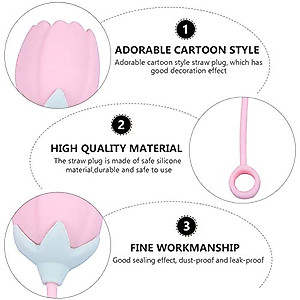 TOYANDONA 2pcs Straw Plug Silicone Straw Lids Drink Straw Cleaning Brush Drinking Straw Tips Test Tube Brush Glass Straw Drinking Straw - Cover Accessories Sippy Cup