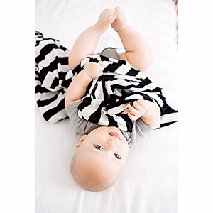 Copper Pearl Large Premium Knit Baby Swaddle Receiving Blanket Black and White Classic