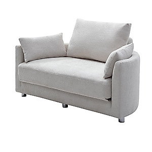 Holaki Foldable Sofa Bed, Folding Sleeper Couch Circular Floor Sofa Bed with 3 Pillows, Multi-Functional Futon Couch Convertible Loveseat Sofa Lazy Sofa Couch for Balcony Living Room (Beige)
