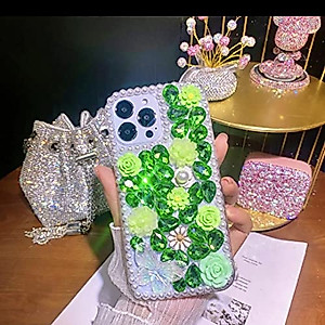 redecarie for Galaxy S9 Plus Diamond Bling Case,Crystal Rhinestone Floral Women Girls Cute 3D Glitter Shiny Sparkle Protective Phone Case for Samsung Galaxy S9 Plus