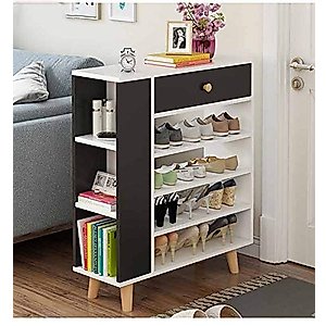 TFIIEXFL Shoe Cabinet Colorful Matching Cabinet Corner Multi-Layer Solid Wood Legs Small Shoe Cabinet Shoe Rack Large Capacity Living Room Rack (Color : D)