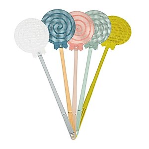 GINTBN 5Pcs Fly Swatter, 21 * 5.9in Long Handle Plastic Flyswatter, Vibrant Colorful ​Lollipop Shape Fly Swatters, Fly Swatter for Indoor and Outdoor