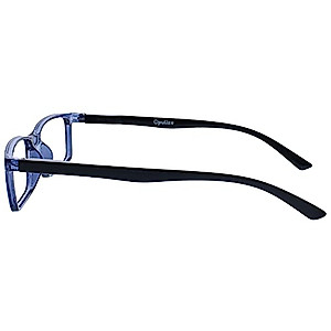 OPULIZE See Reading Glasses 3 Packs with Blue Light Blocking Narrow Frame Spring Hinges Improve Sleep Computer Gaming Transparent Blue Purple Turquoise Mens Womens BBB9-35Q +3.50