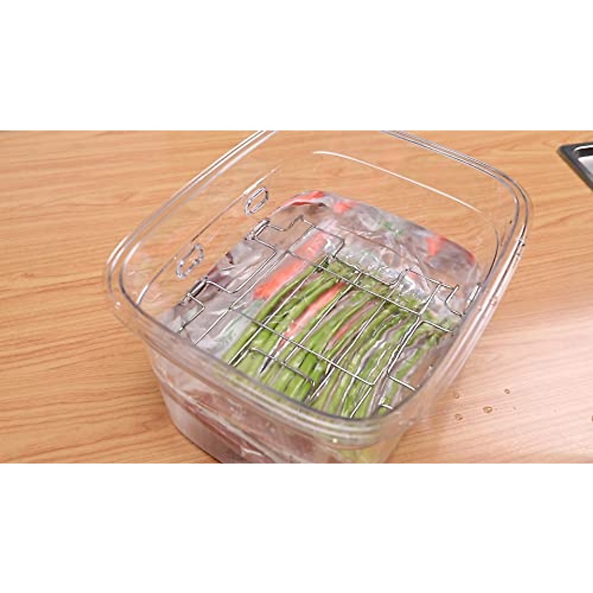 EVERIE Versatile 12-Quart Sous Vide Container with Built-in Rack and Collapsible Silicone Lid and Container Sleeve Compatible with All Sous Vide Cookers, KIT-1202-TYGJ