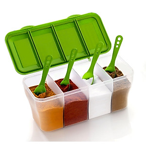 OMORTEX 4 Section Spice Box, Pickle Container, Dry Fruit Box, Vegetable Container Pack Of 1