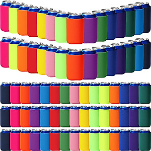 100 Pack Blank Beer Can Cooler Sleeves Soft Insulated Reusable Drink Cooler Bulk Collapsible Sublimation Can Cooler Sleeves for Wedding Party Supplies, 15 Multicolor
