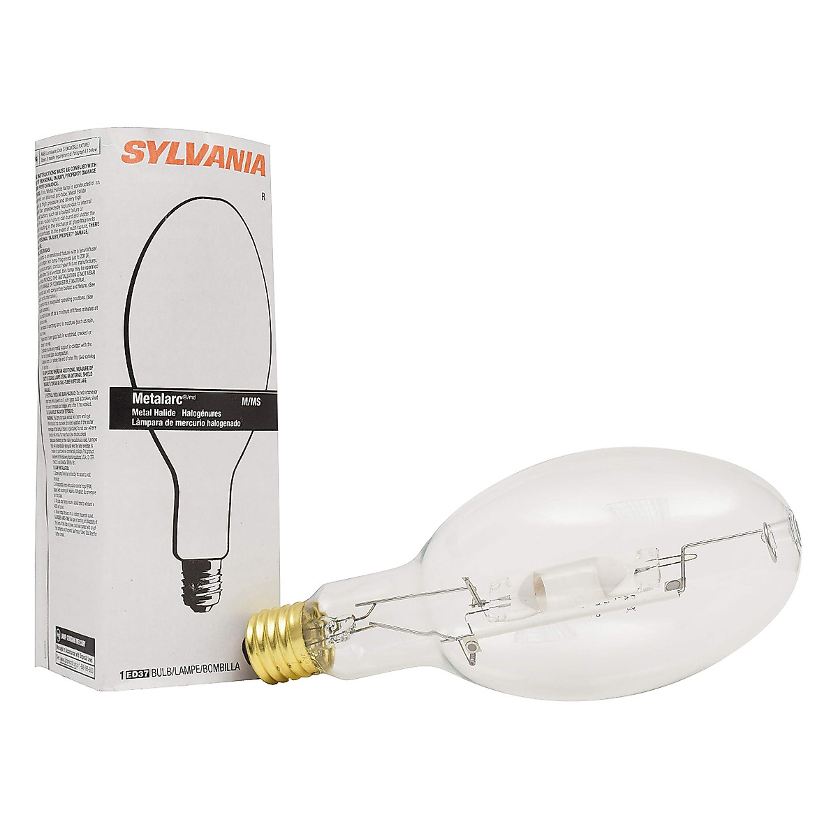 Sylvania SYL64036 M400/U/ED37 Clear Metal Halide Lamp, ED37 Mogul Screw (E39), 400 W, 4000K, 1 Count (Pack of 1)