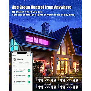 DOGAIN E12 Smart Light Bulbs, A15 Small Smart Bulb 6W=40W Compatible with Alexa, Google Home WiFi-Bluetooth RGB Color Changing Lights 500LM Candle Base Ceiling Fan Light Bulbs (Only 2.4Ghz) 4Pack