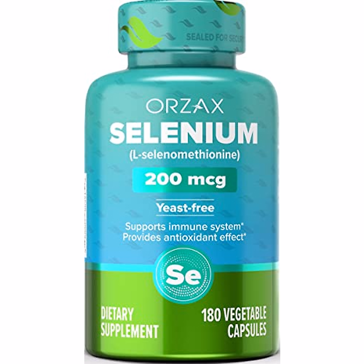 ORZAX Selenium, Helps Antioxidant & Immune Support System, Selenomethionine 200mcg, Thyroid Support* for Women and Men, Yeast and Dairy Free, 180 Vegetable Capsules (180 Day Supply)