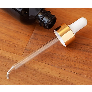 JUVITUS 2 oz Black Glass Luxury Boston Round Bottle with Gold Dropper (12 Pack) + Funnel