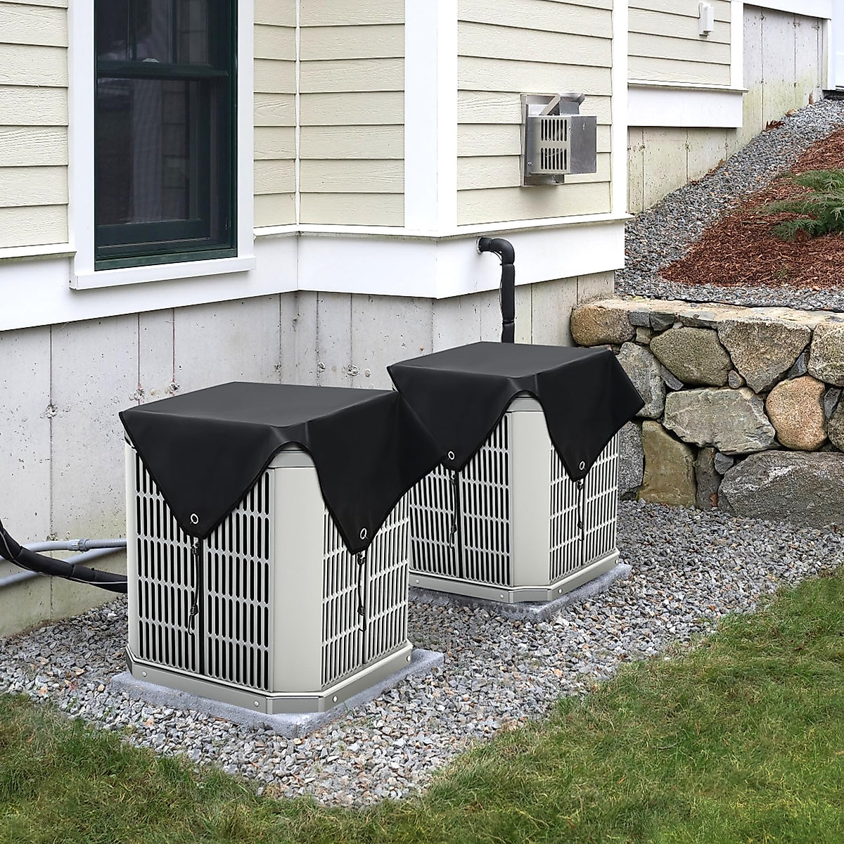 Air Conditioner Cover for Outside Units, Black Snow-Resist Winter Waterproof Outdoor AC Defender, AC Condenser Shade for Outside Unit, Heavy Duty Top Central Air Conditioner Cover (black-32*32in)