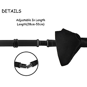 Mens Silk Oversized Bowtie Formal Tuxedo Big Bow Ties (Black)