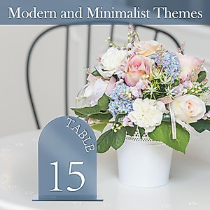 Acrylic Wedding Table Numbers 1-15 Table Number Stands Bulk Wedding Table Signs Stand Table Number Holders With Cards Wedding Table Numbers Stands for Bridal Shower Reception Anniversary (Dusty Blue, 5x7)