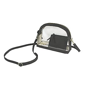 Capri Designs Half Moon Crossbody Clear Purse Removable Strap Black