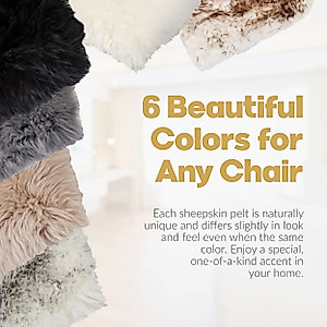 Natural Sheepskin Chairpad with Non-Slip Backing | 100% Real New Zealand Wool Sheepskin for Car Seat, Accent Chair, or Vanity Chair, Natural