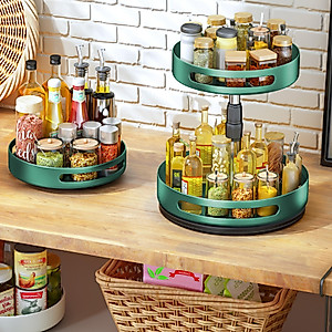 Lazy Susan Organizer, SAYZH Metal Steel Rotating Spice Racks with Turntable for Kitchen Pantry Cabinet Cupboard Table, 10 inch Black