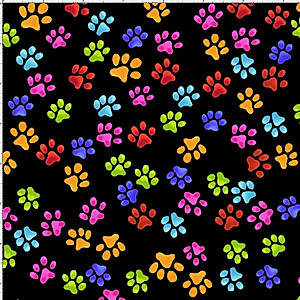 Loralie Designs Paws Black Fabric by The Yard for Quilting