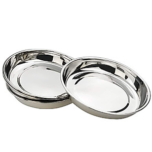 Kekow Stainless Steel Dinner Plate, Large Round Plates, 10-INCH, 4-Pack