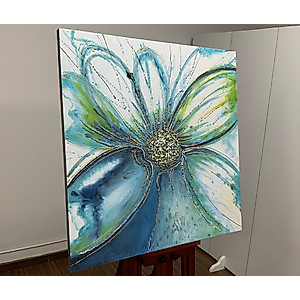 V-inspire Art,36x36 Inches Modern Abstract Hand Painted Acrylic Oil Painting for Living room Bedroom Wall Art Canvas Art Wall Colorful Flower Square Wood Frame Palette Knife Painter Ready to Hang