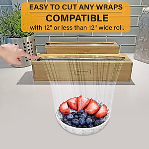 NovaNest Wrap Organizer Dispenser with Cutter, (2 Piece Set), Fits 12" Rolls, Plastic Wrap, Aluminum Foil, Wax Paper, Saran Wrap, Cling Wrap Holder for Kitchen Storage, Mountable, Bamboo