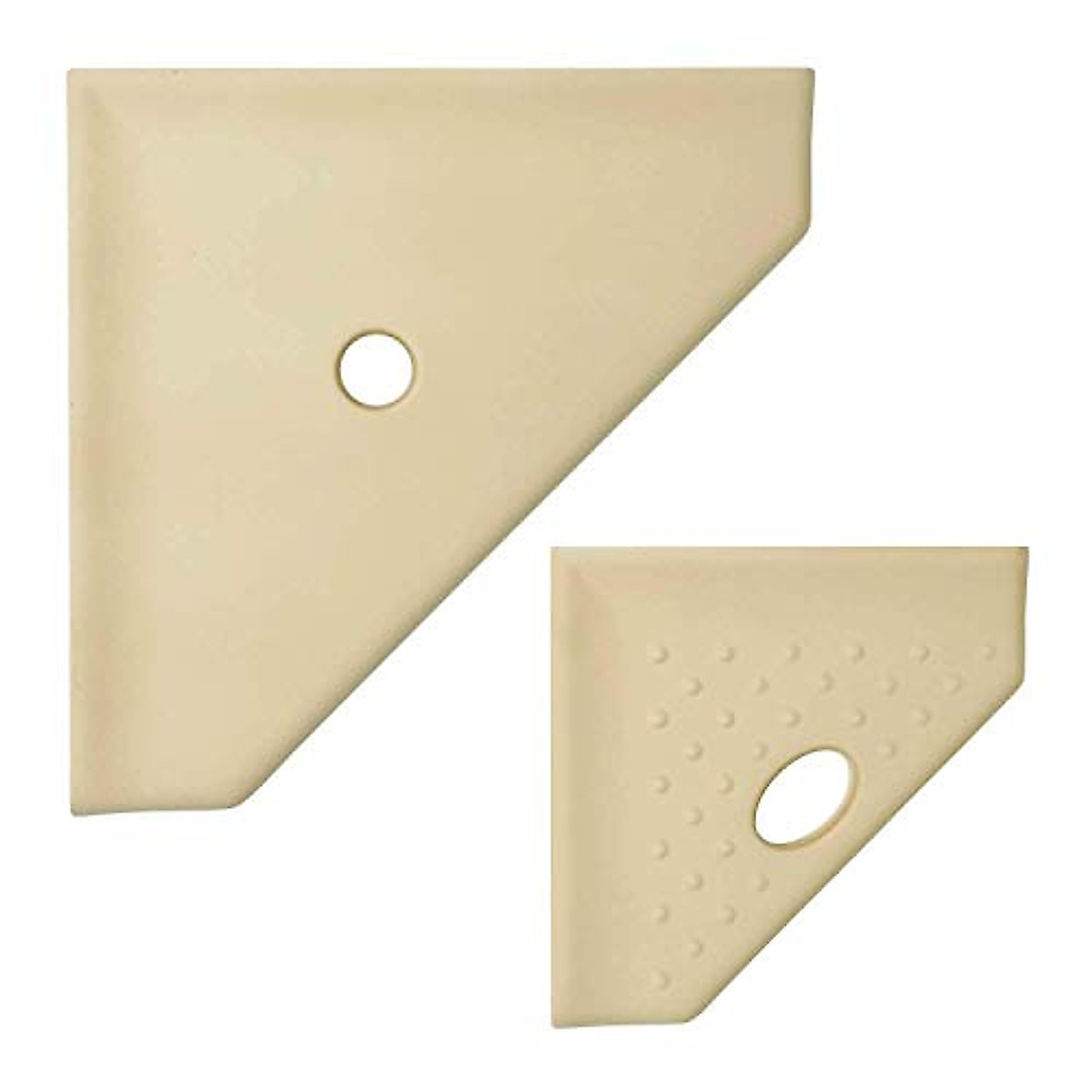 Questech Décor 8 Inch Corner Shower Shelf and 5 Inch Shower Caddy Foot Rest, Geo Flatback Wall Mounted Bathroom Shower Organizer, Sand Matte