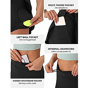 PERSIT Womens Tennis Golf Skirts Athletic Pleated High Waisted Skorts with Pockets for Workout Sports Running - Black - M