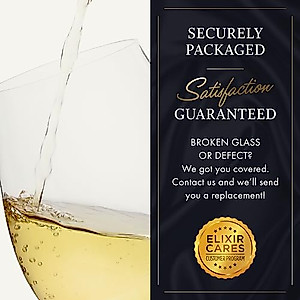 ELIXIR GLASSWARE Stemless Wine Glasses - Hand Blown, Red White Wine Glasses Set of 4 - Premium Crystal Stemless Wine Glasses - Wine Tasting, Wedding, Anniversary, Christmas, Party - 17 oz, Clear