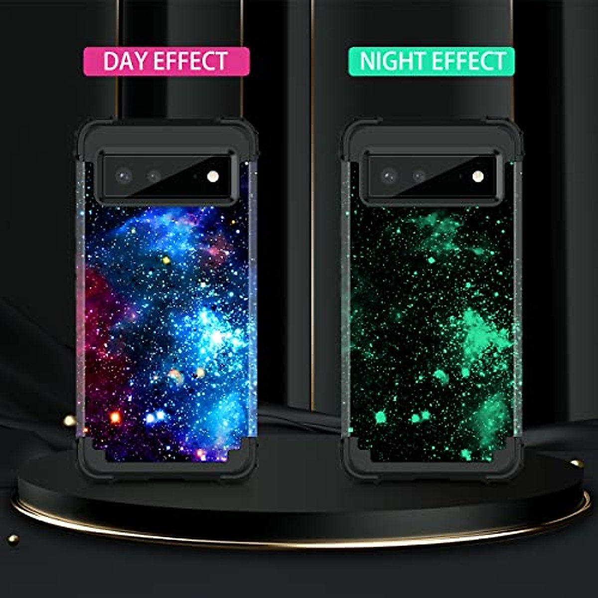 Miqala Compatible with Google Pixel 6 Case,Shiny in The Dark Three Layer Heavy Duty Shockproof Hard Plastic Bumper +Soft Silicone Rubber Protective Case for Google Pixel 6,Blue Sky