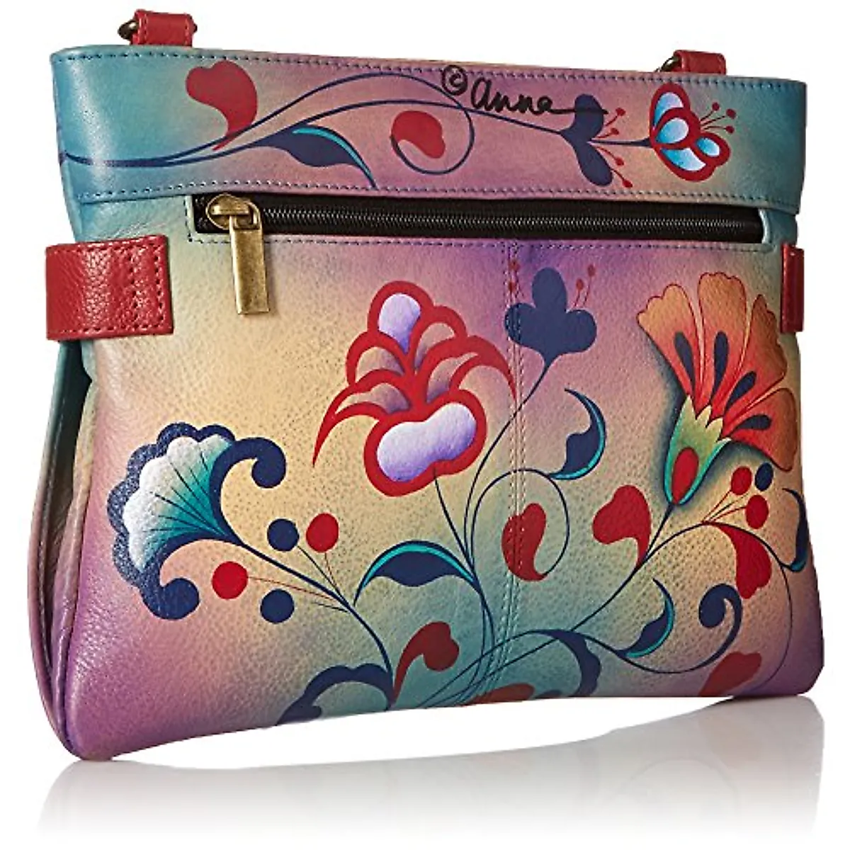 Anna by Anuschka womens Zip-top Organizer With Snap Side cross body handbags, Turkish Pottery, One Size US