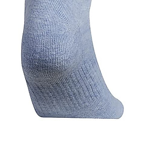 adidas Women's Athletic Cushioned No Show Socks (6-Pair) Low Profile Look with Arch Compression for a Secure fit Discontinued, Heather Grey/Washed Denim Blue Heather/White, M