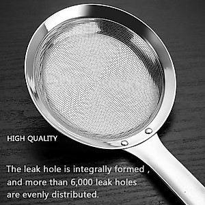 Hvanam Sieve Fine Mesh Strainer Set Stainless Steel Metal Flat Cooking Skimmer Ladle Colander With Handle Food Strainer Kitchen Tools For Kitchen Baking Oil Filter Flour Sifter Foam,L M Small 3Pack