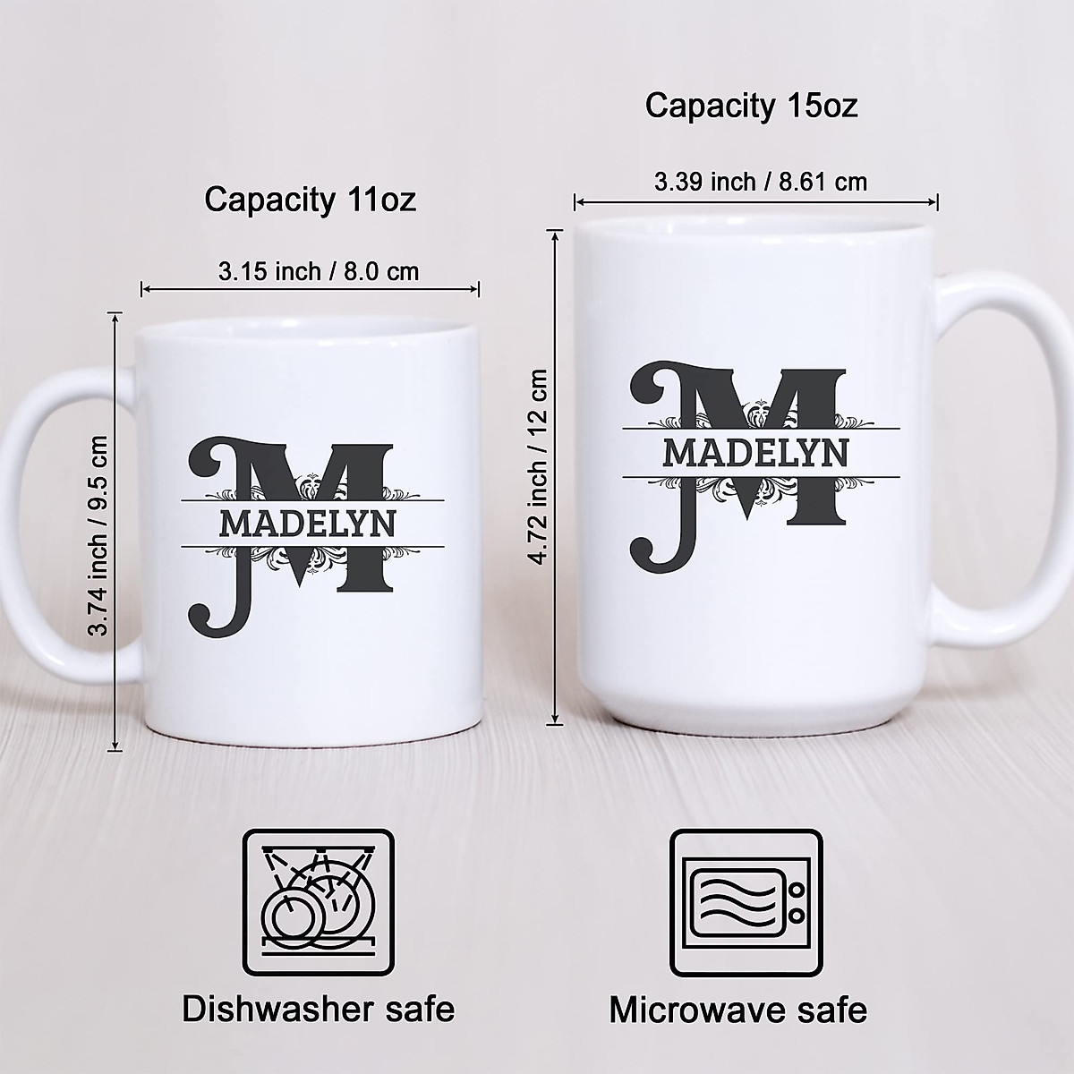Initial Coffee Mug with Name Personalized for Women for Men Monogrammed gifts Letter Coffee Mug Custom Name Taza Personalizada Letters Initialed Monogram White