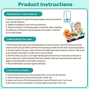 CUTE STONE Pretend Play Kitchen Sink Toys with Play Cooking Stove, Pot and Pan with Spray Realistic Light and Sound, Dish Rack & Play Cutting Food, Utensils Tableware Accessories for Kids Toddlers