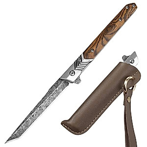 ITOKEY Pocket Knife for Men, Tanto Folding Knife with Sheath, EDC Knifes, Slim Gentleman's Knife, Cool Knives for Men Everyday Carry Outdoor