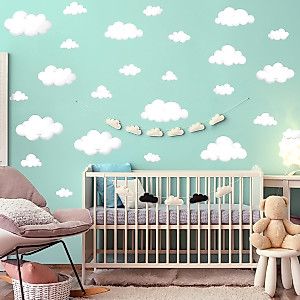 Watercolor Clouds Wall Decals - Boho Cloud Wall Stickers for Baby Boys or Girls Room Decor, Cloud Wall Stickers Removable，Cloud Wall Nursery Playroom Decor.